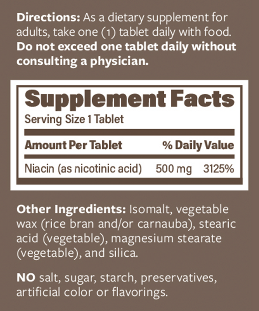 EP® PLAIN NIACIN 500mg (Nicotinic Acid) - endur.com - Endurance ...